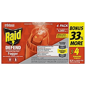 S C JOHNSON WAX 74251 Raid Fogger, 4-Pack, 1.5-Ounce