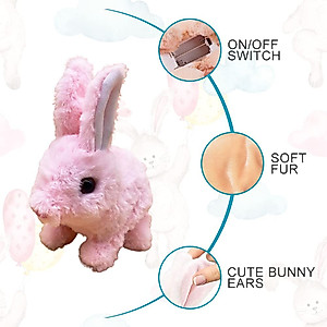 Bunny Toys Educational Interactive Toys Bunnies Can Walk and Talk, 2023 New Easter Plush Stuffed Bunny Toy Walking Rabbit Educational Toys for Kids, Bunny Toys Hopping, Wiggle Ears, Sounds (White)