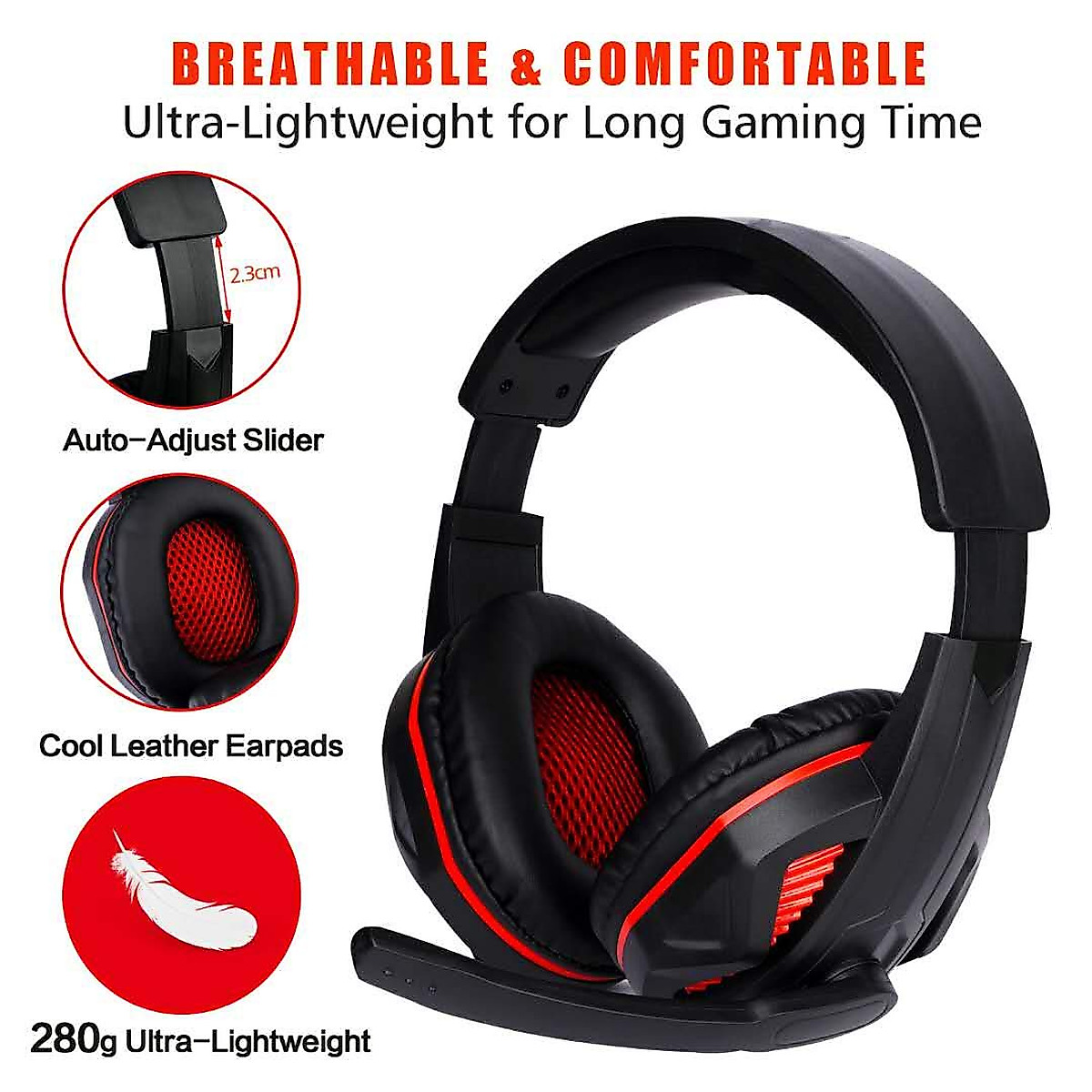 FNSHIP 3.5mm Port Wired Gaming Headset, Stereo Bass Noise Isolation Headphone with Mic Volume Control for PS4 New Xbox One PSP PC Laptop Tablet Cellphones (Black)