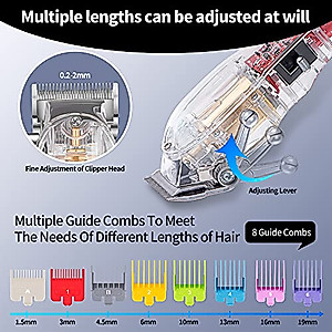 Roziahome Hair Clippers for Men & Foil Shaver - Professional Barber Clippers for Hair Cutting Kit with Electric Razor - Cordless Rechargeable Beard Trimmer Barbers Haircut Machine (Transparent)