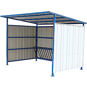 Global Industrial Bike Storage Shelter with Slant Roof, 16 Bike Capacity, 120" L x 95-1/2"W x 90-1/16"H