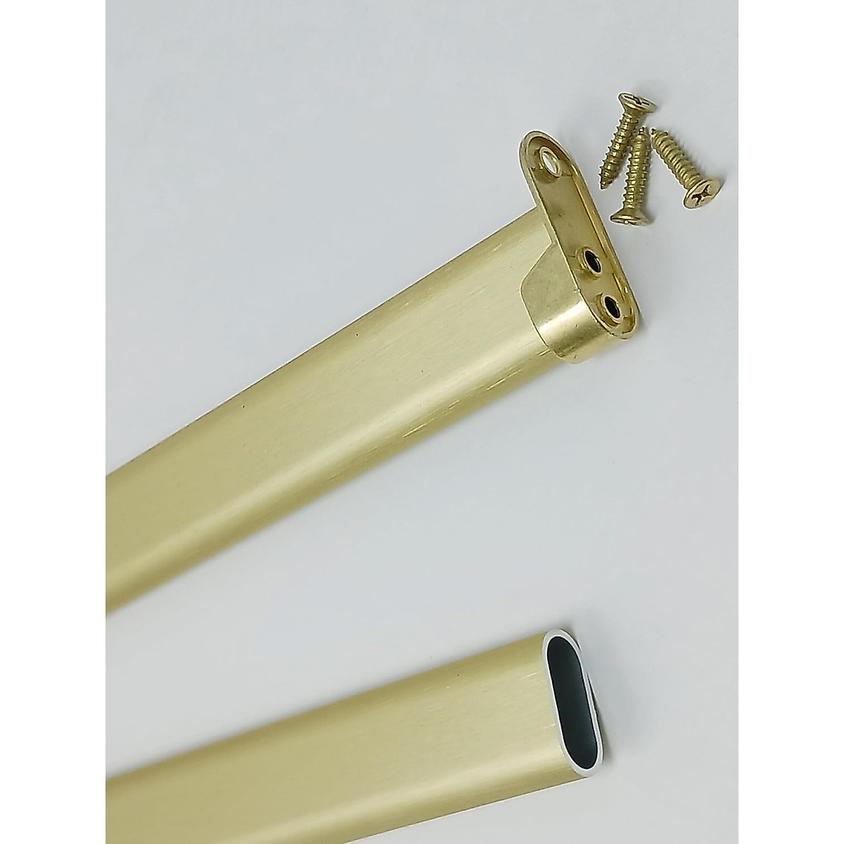 Matte Brass Aluminum Oval Wardrobe Tube Closet Rod with Two End Caps and Screws (30 INCH)