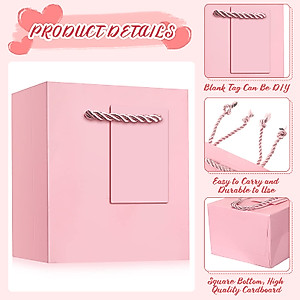 50 Pcs Mini Gift Bags Bulk Paper Bags with Gift Tags Small Paper Gift Bags with Handles for Valentine's Day Birthdays Baby Showers Weddings Party Favors Supplies 4 x 2.75 x 4.5 Inch