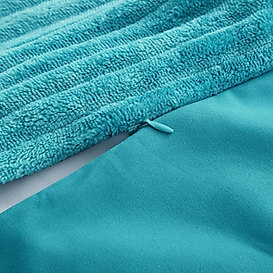 Hearth & Harbor Premium Flannel Duvet Cover Set - 3 PC Reversible King Comforter Cover Set with Microfiber Back - 1 Velvet Duvet Cover King & 2 Pillow Shams 104 x 90 inches - Teal