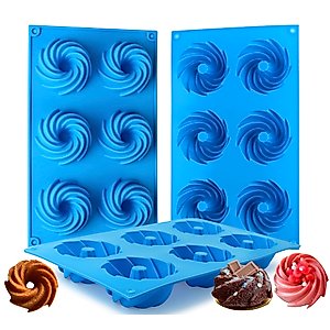 3PCS Mini Bundt Cake Pan, 6Cavity Heritage Bundtlette Cake Silicone Mold for Baking,Non Stick Fancy Molds for Fluted Tube Cake (Bundt)