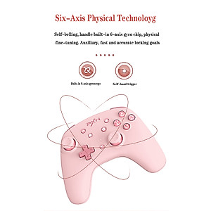 PXN Wireless Switch Controller, Gamepad Joystick with NFC/Amibo/Turbo, Screenshot Gyrox Axis and Dual Vibration, Switch for Nintendo Switch (Pink)