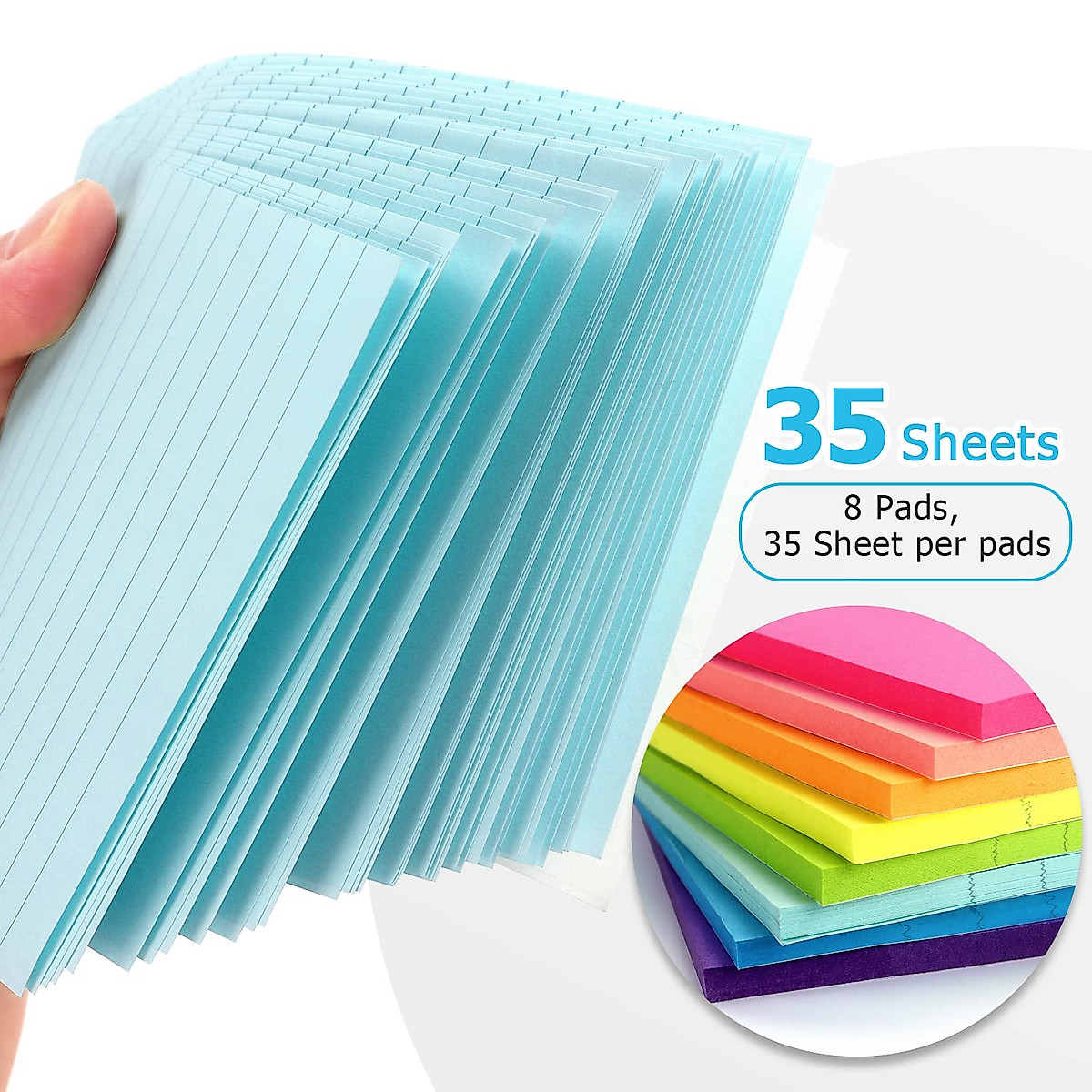 Sticky Notes with Lines 4x6 Lined Sticky Notes 8 Bright Multi Colors 8 Pads 35 Sheet/Pad