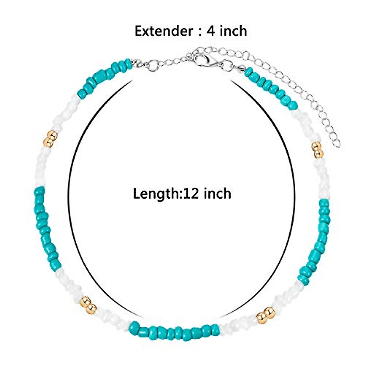 Hicarer Seed Bead Choker Necklace Tiny Beaded Choker Boho Colorful Choker Necklace Chain Jewelry for Women, Adjustable 12-16 Inches (Color Set 1, 8 Pieces)