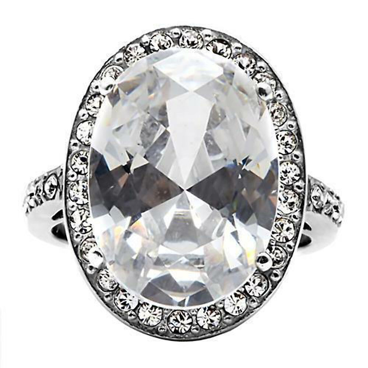 Large Oval Cut AAA CZ Stainless Steel Engagement Bold Ring Women's 8