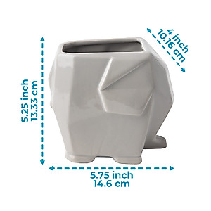 Novelty "Elephant" Cutlery Holder & Drainer for your Kitchen Sink - Multifunctional & Decorative Silverware Organizer, Utensil Caddy or Toothbrush Holder Made of Premium Ceramic - Grey