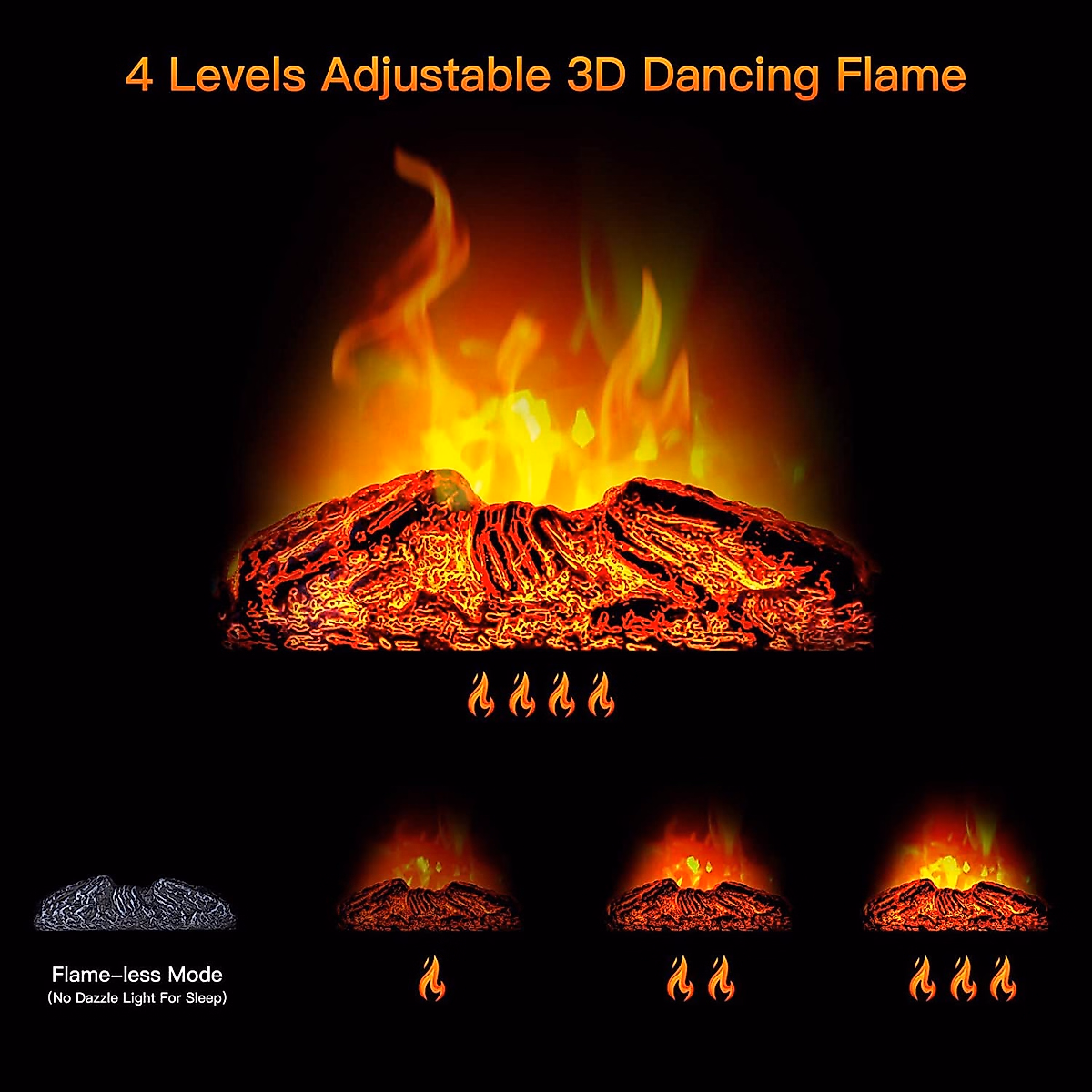 FUTADA Portable Electric Fireplace, 750W/1500W Mini Electric Heater, Small Fireplace with Realistic 3D Flame Effect, Remote Control, Tabletop Fireplace Heater for Home Office Indoor Use (Walnut)