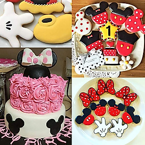 8 Pieces Mickey Mouse Cookie Cutters,Stainless Steel Cutters Mickey Minnie Mouse Shaped Biscuit Molds for Themed Birthday Baby Shower Holiday Parties