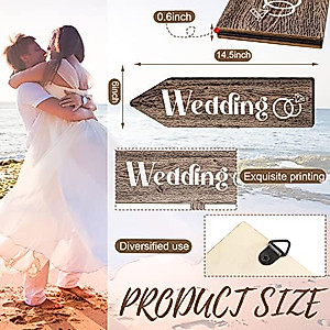 Blulu 2 Pieces Wedding Directional Road Arrow Sign Wedding Sign Ceremony Sign and Reception Waterproof Large Wedding Sign with Stakes for Wedding Supplies