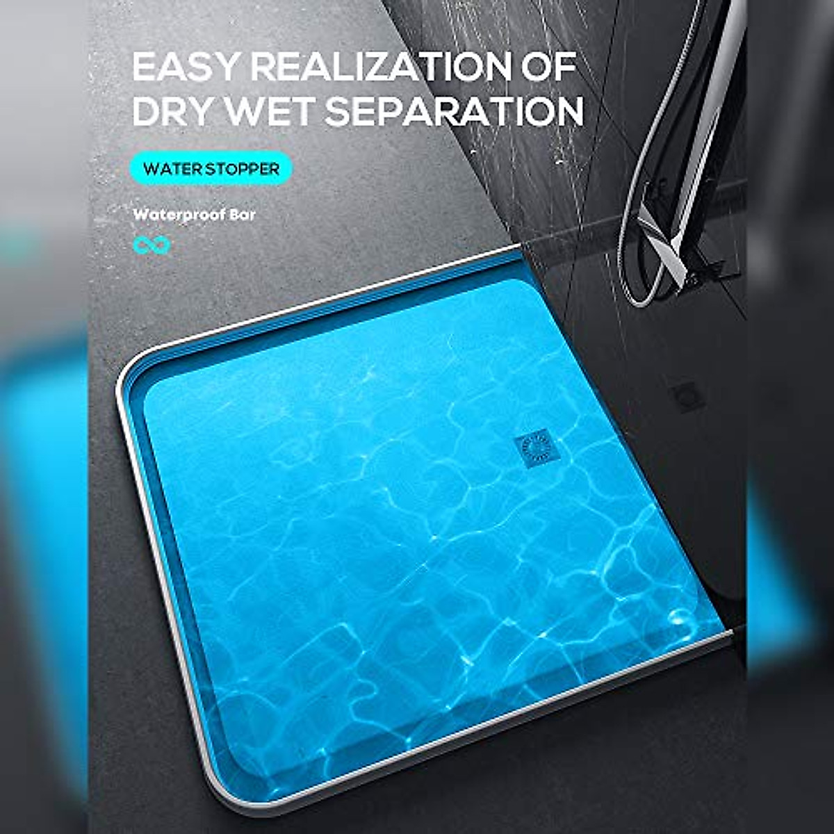 Hi-Na 3ft/5ft/6ft/8ft10ft Collapsible Shower Threshold Water Dam Watei Barrier for Shower and Water Stopper Keeps Water Inside Water Threshold for Wet and Dry Separation (8ft)