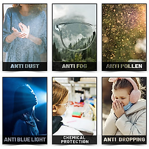 konqkin Safety glasses Goggles Nurses Protective Eyewear - Anti Fog Square Frame Stylish Clear Glasses for Women Men (gery clear douhua)