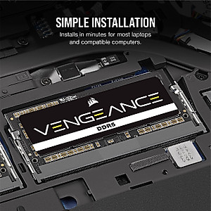 CORSAIR VENGEANCE SODIMM DDR5 RAM 32GB (2x16GB) 4800MHz CL40 Intel XMP iCUE Compatible Computer Memory - Black (CMSX32GX5M2A4800C40)