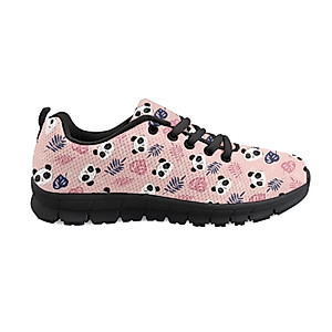 SYtrade Anime Panda Leaves Pink Women's Fashion Athletic Casual Shoes Breathable Lightweight Running Shoes for Women