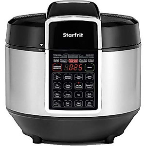 Starfrit 024600-002-0000 8-Liter Electric Pressure Cooker, Black/Silver, 11.7" x 12" x 12"
