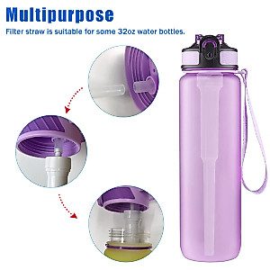 TUOOWO Water Bottle Filter for Brita Water Bottle Filter Replacement, Water Filter Replaces Part, Stainless Steel Bottle (4Pcs Filters and 1Pc Straw)