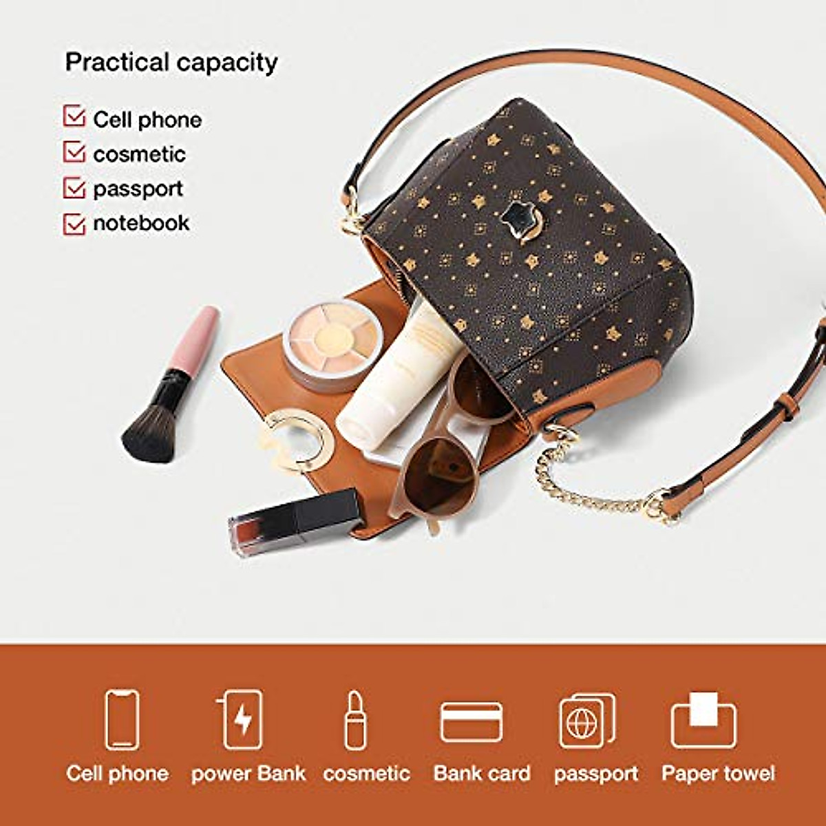 FOXLOVER Mini PVC Leather Crossbody Bag for Women Small Chain Shoulder Bags Purses for Ladies Signature Handbags