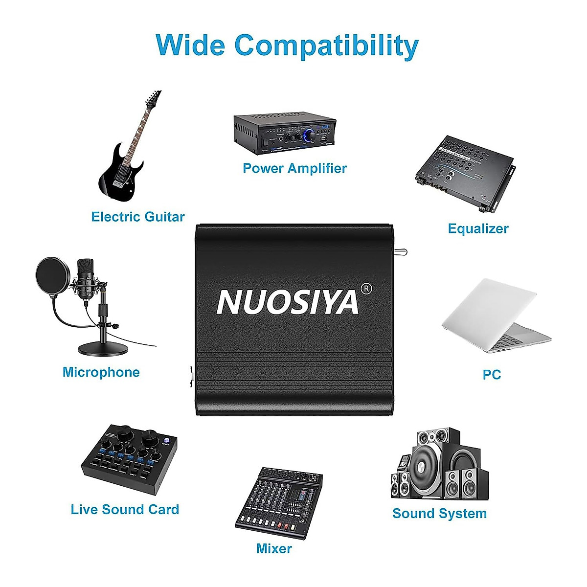 NUOSIYA Phantom Power 48V, 1-Channel Phantom Power Supply for Condenser Microphone with 10Ft XLR Female to Male Mic Cable，Dual Charging Ports, Metal Box, Black