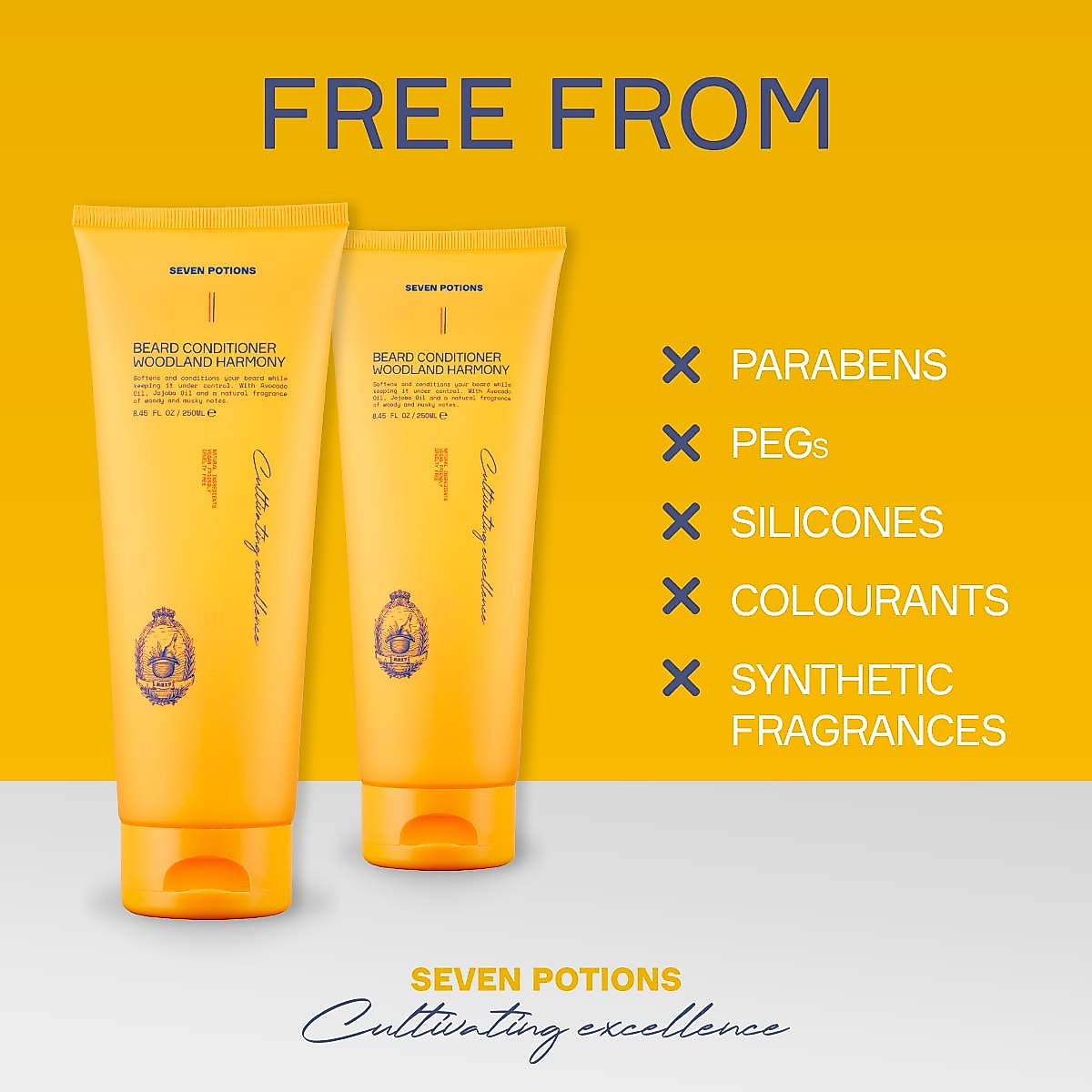 SEVEN POTIONS Beard Conditioner for Men – Prevents Beard Itch and Dandruff – Natural, Vegan, Cruelty Free (Woodland Harmony, 8.45 FL OZ)