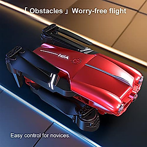 Drone with Camera, Drone with 1080p HD FPV Camera Remote Control Toys Gifts for Boys Girls with Altitude Hold Headless Mode One Key Start Speed Adjustment, Wide Angle Camera, Foldable Arms (Red)