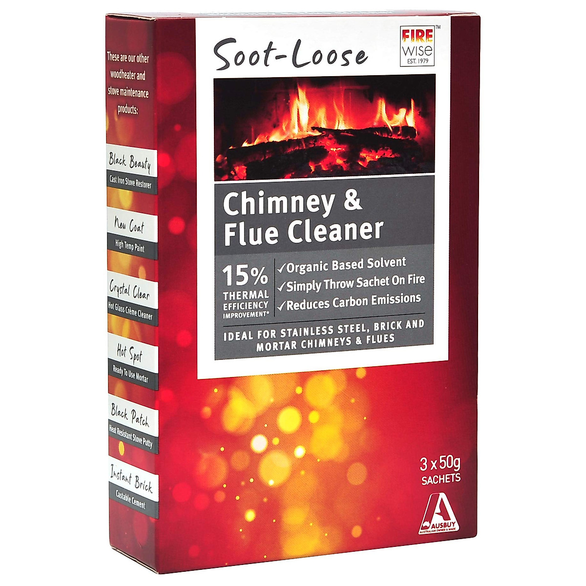 Firewise 18 Treatments Soot-Loose Chimney & Flue Cleaner Dissolves Soot, Tar and Creosote Increases Heater Efficiency, Reduces Smoke Emissions & Non-Corrosive
