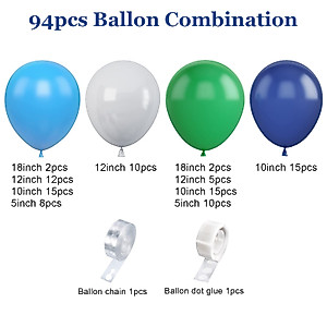 Blue and Green Balloon Garland Kit Dark Green Navy Blue Dark Blue Balloons Arch with Ribbon for Boy Girl Jungle Theme Party Birthday Baby Shower Wedding Graduation Anniversary Background Decorations