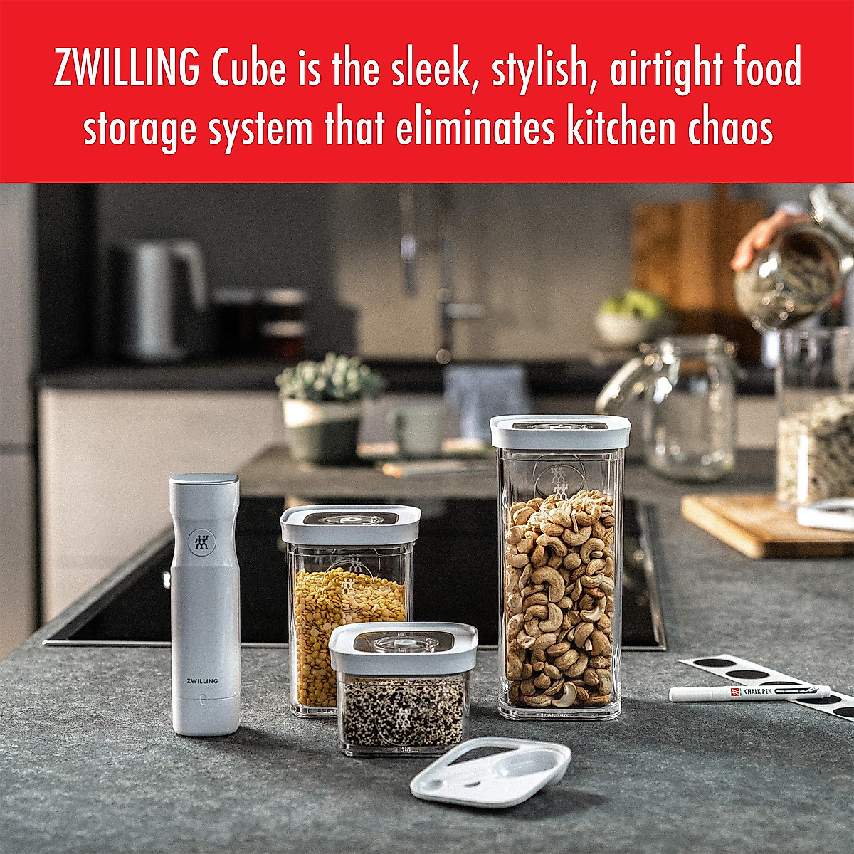 ZWILLING Fresh & Save CUBE Storage Organizer 6-Piece, S, Pantry Organizers and Storage, Plastic, BPA-Free Airtight Dry Food Storage Container, for Storing Herbs, Toppings, Small Nuts and more