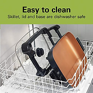 Hamilton Beach Durathon Ceramic Electric Skillet with Removable 12x15” Pan, Adjustable Temperature, Reversible Design, Tempered Glass Lid (38529K)