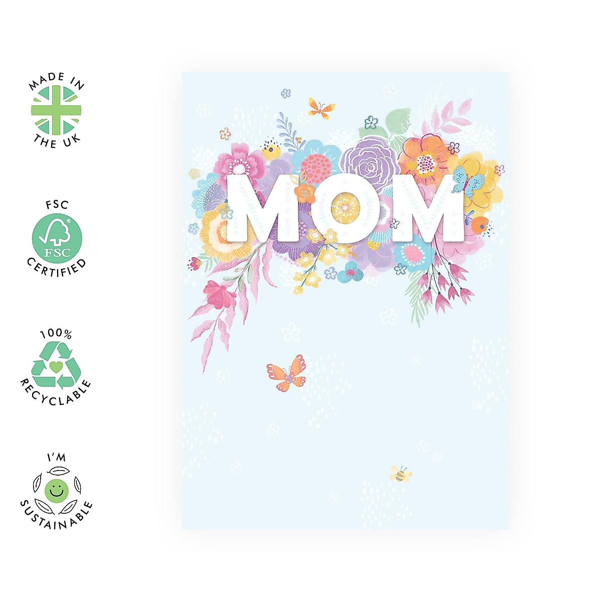 CENTRAL 23 Mom Birthday Card Floral - Pretty Greeting Cards For Women - Flowers - Gifts For Mother From Son Daughter - Anniversary Christmas Easter Mothers Day - Comes With Fun Stickers