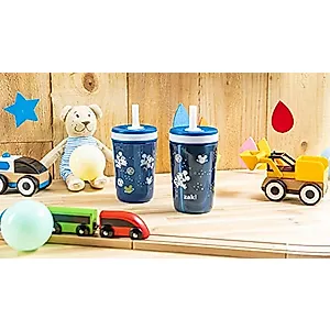 Zak Designs Disney Mickey Mouse Kelso Tumbler Set, Leak-Proof Screw-On Lid with Straw, Bundle for Kids Includes Plastic and Stainless Steel Cups with Bonus Sipper (3pc Set, Non-BPA)15 fl oz.