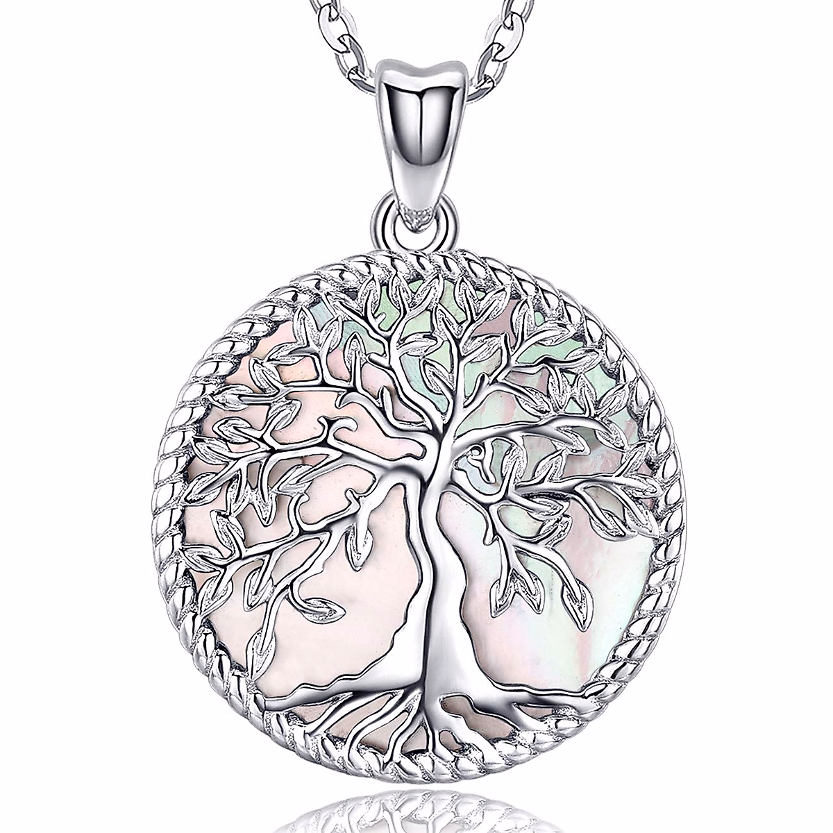Aniu Tree of Life Necklace for Women Family Tree of Life Pedant Abalone Shell Tree Jewelry Birthday Anniversary Christmas Gifts Palm Tree Necklace for Mom Daughter Wife