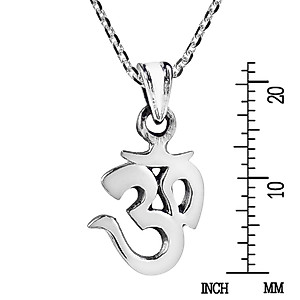 AeraVida Adorable Little Aum or Om Symbol .925 Sterling Silver Pendant Necklace | Sterling Silver Aum Pendant Necklaces | Silver Om Pendant Necklace for Women