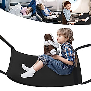 WEIGUZC Toddler Travel Bed, Kids Travel Bed, Kids Airplane Foot Rest, Maximum 55lb/25 kg Weight Capacity, Elevate Legs for Better Circulation, Lightweight & Foldable - Black