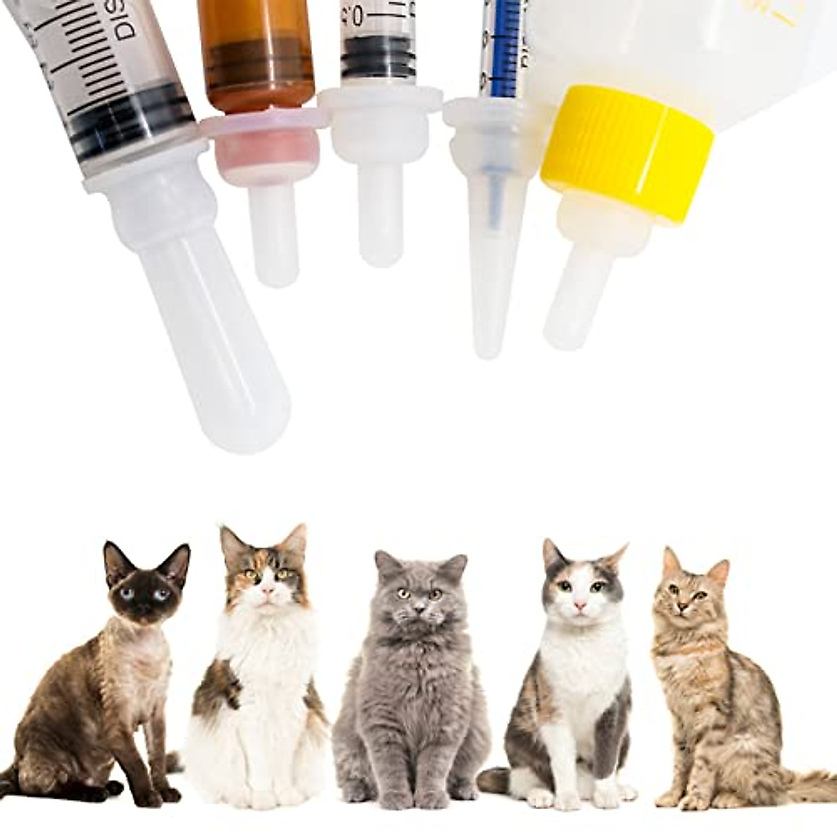 Newborn Kitten Puppy Feeding Bottles for Nursing, Small Animals Feeder with Replacement Nipples