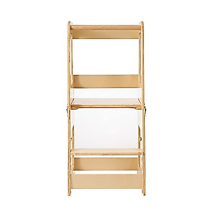 UNCLE WU Foldable Kitchen Step Stool for Toddlers -Children Learning Step Tower - Safety Stand Tower in Bathroom - Kid's Step Stool with Studying Table (Natural)