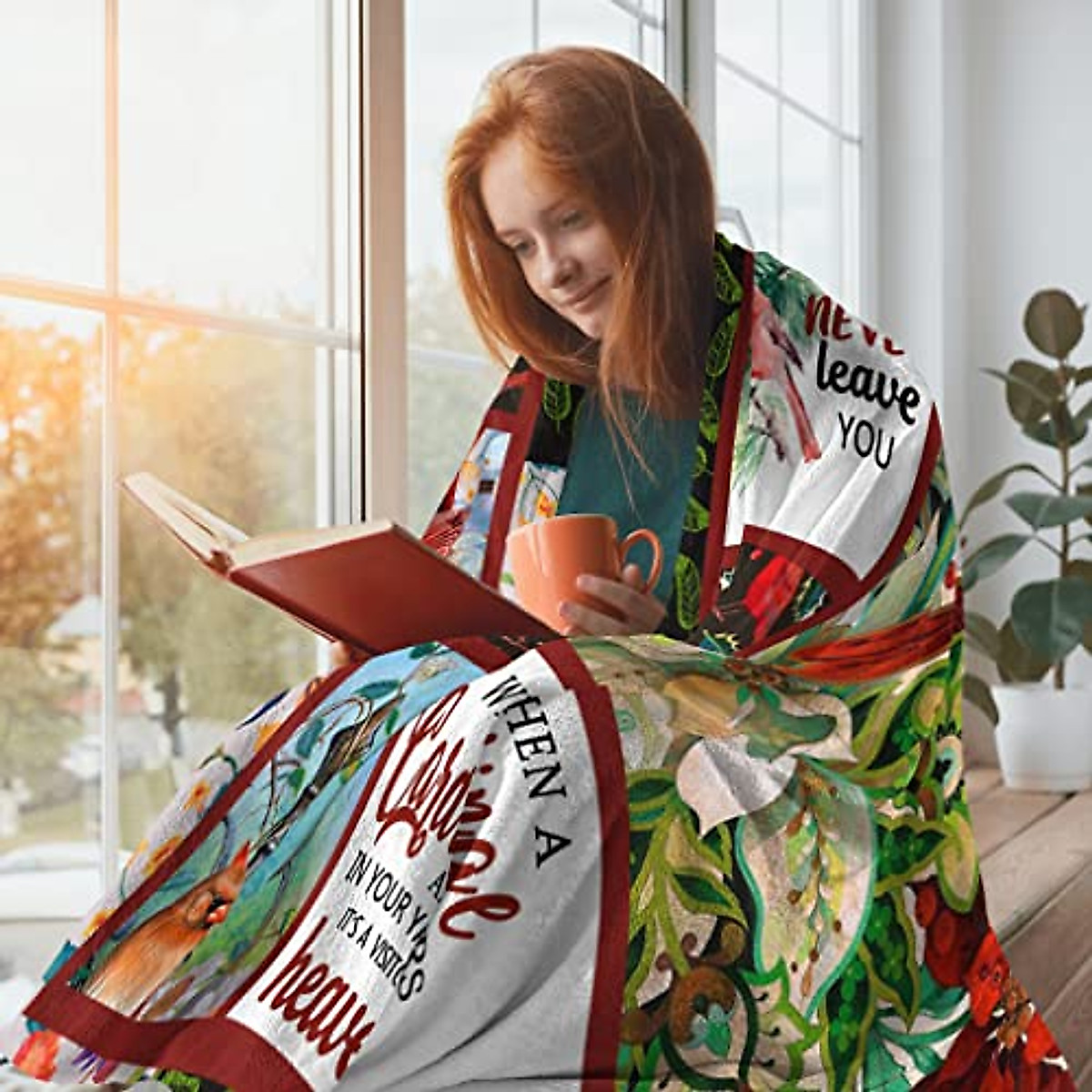 GYUIYTI Christmas Red Bird Blanket for Women Cardinals Birds Blankets, Gift for Women Blanket All Season Fleece Flannel Blanket Valentines Birthday Anniversary