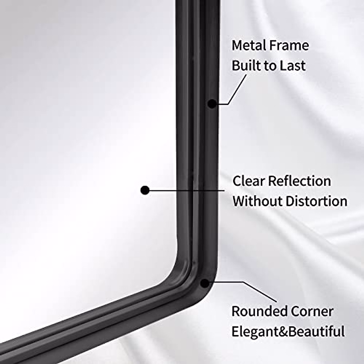 G-LEAF Bathroom Mirror for Wall, 30" X 40" Rectangular Wall Mirror, Black Metal Framed with Rounded Corner, Hangs Horizontal Or Vertical