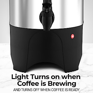 Zulay Commercial Coffee Maker Stainless Steel - 40 Cup Coffee Urn With Twist-Lock Lid & Cool-Touch Handles - Quick-Brewing Coffee Maker With Keep-Warm Mode For Events & Catering