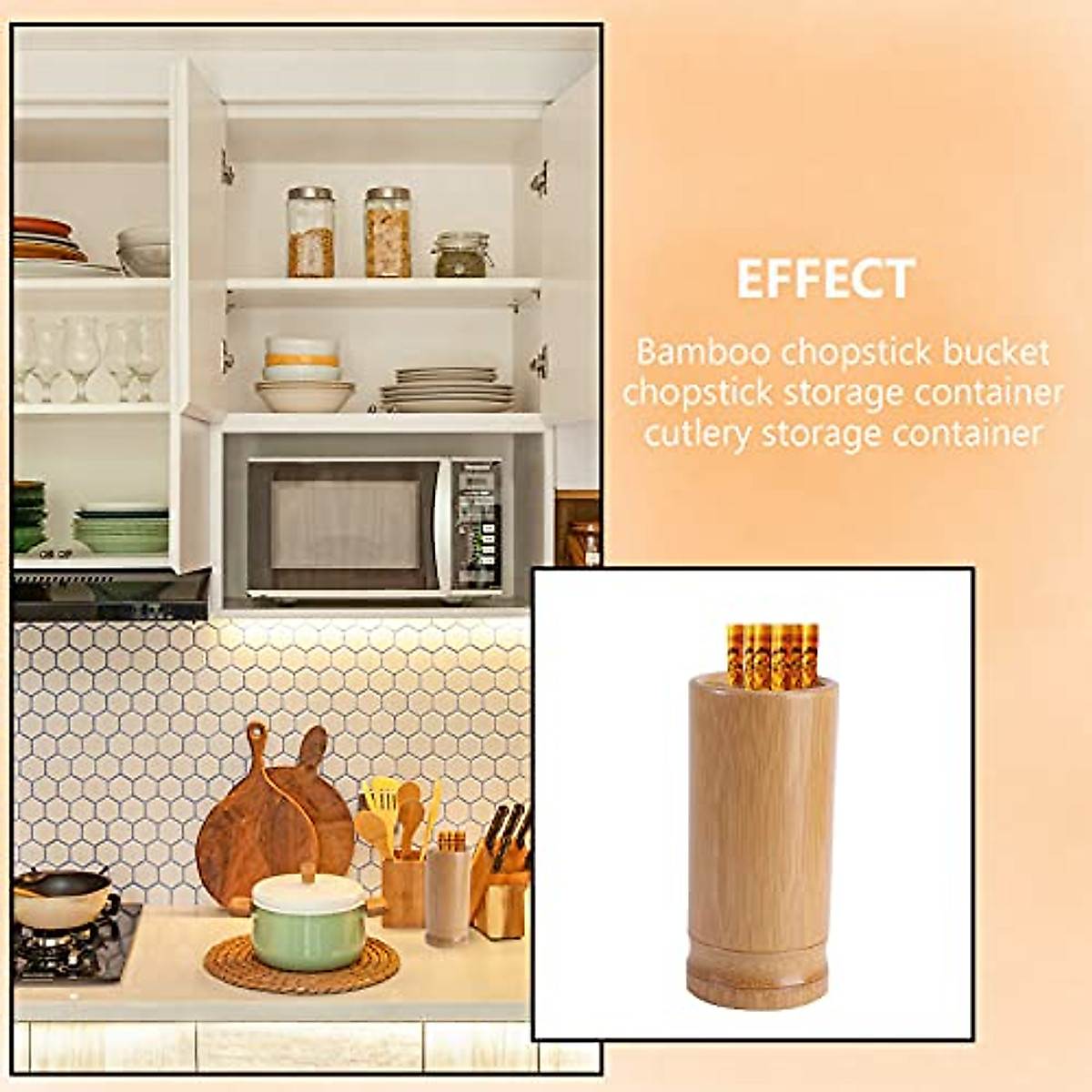 Zerodeko 2 pcs Makeup Chopsticks Household Spoons Wood Bamboo Fork Organizers Bucket Utensils Supplies for Tools Forks Cutlery Holder Cooking Spoon Simple Pencil Tableware Storage Crock