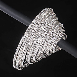 7 Pairs Gold Silver Big Sparkly Crystal Hoop Earrings Set 3-10cm Large Round Party Earrings Set Jewelry for Gift Bridal Wedding Date (silver)