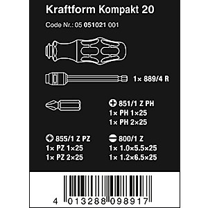Wera - 5051021001 Kraftform Kompact 20 7-In-1 Bitholding Screwdriver with Removable Bayonet Blade (SL/PH/PZ)