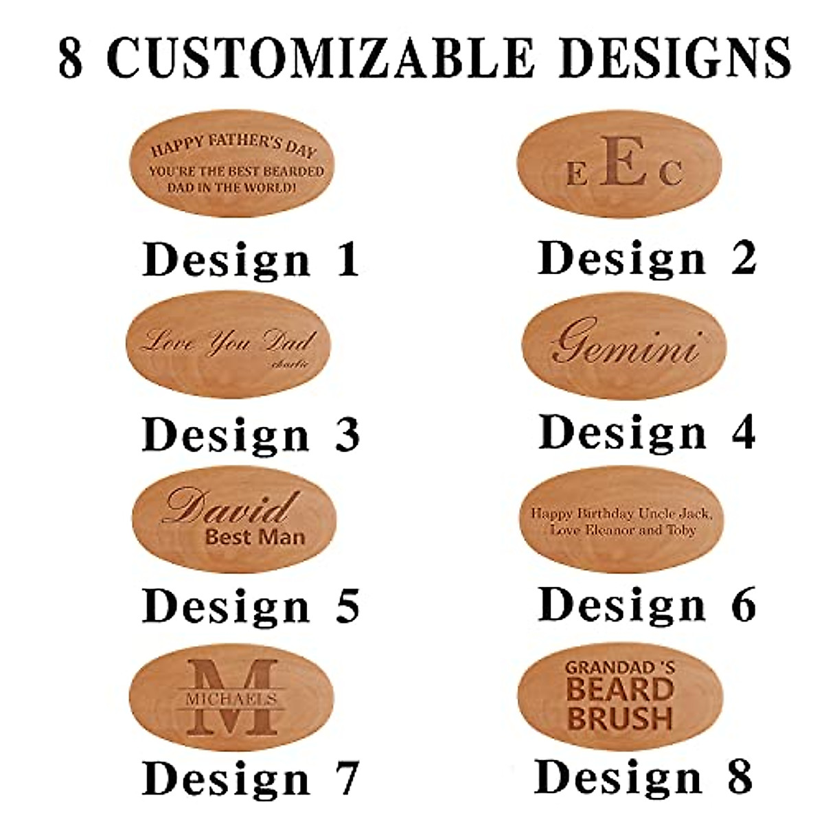 Personalized Beard Brush for Men, Engraved Pure Boar Bristles Pocket Beard Brush, Handle Made in Solid Wood with Firm Bristles to Tame and Soften Your Beard Hair for Healthier and Softer Beard