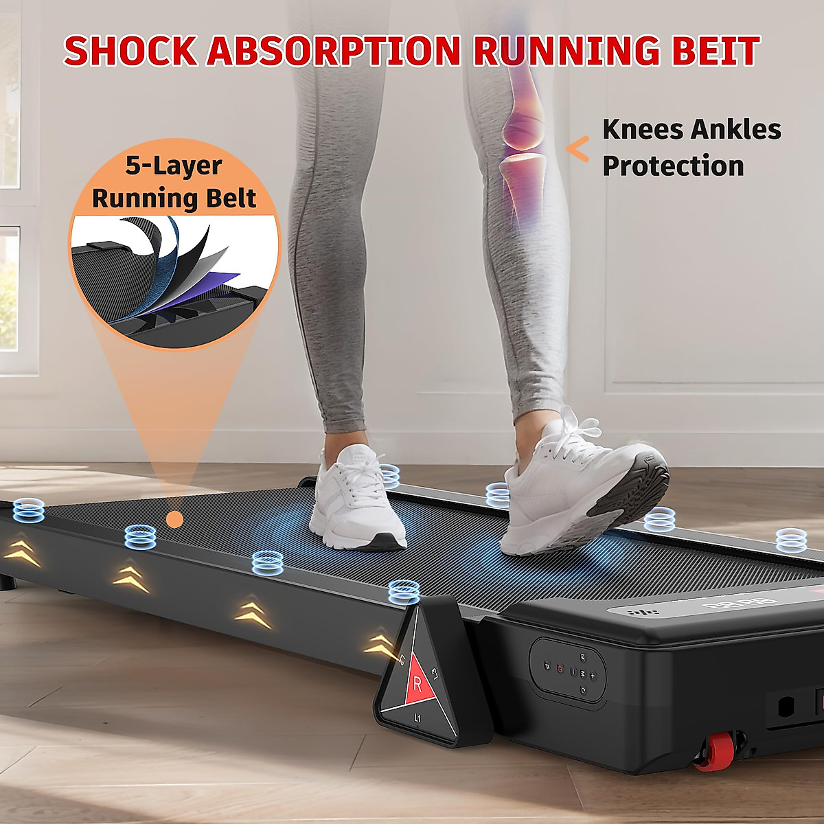 XMKEY Walking Pad-Under Desk Treadmill-2 in 1 Treadmills for Home-Walking Treadmill with Remote Control, Portable Mini Treadmill 265 lbs Capacity, Bluetooth and LED Display