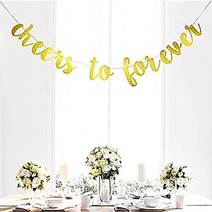 StarsGarden Cheers to Fovever Banner Hanging Garland -Perfect Decoration for Bridal Shower, Engagement, Bachelorette, Wedding Party(Gold)