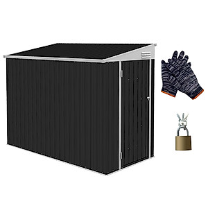 Outsunny 4' x 7.7' Metal Outdoor Storage Shed, Lean to Storage Shed, Garden Tool Storage House with Lockable Door and 2 Air Vents for Backyard, Patio, Lawn, Dark Gray