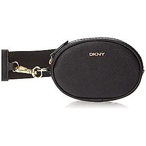 DKNY Women's Casual Caelynn Pouchette Handbags Crossbody, Black/Gold, Medium US