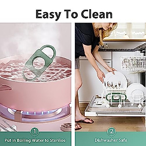 Wide Neck Bottle Handles for Dr Brown, 2 Pack Baby Bottle Holder 100% Silicone, BPA Free, Dishwasher Safe, Baby Grasp Teaching, Hands Free Feeding, White and Green